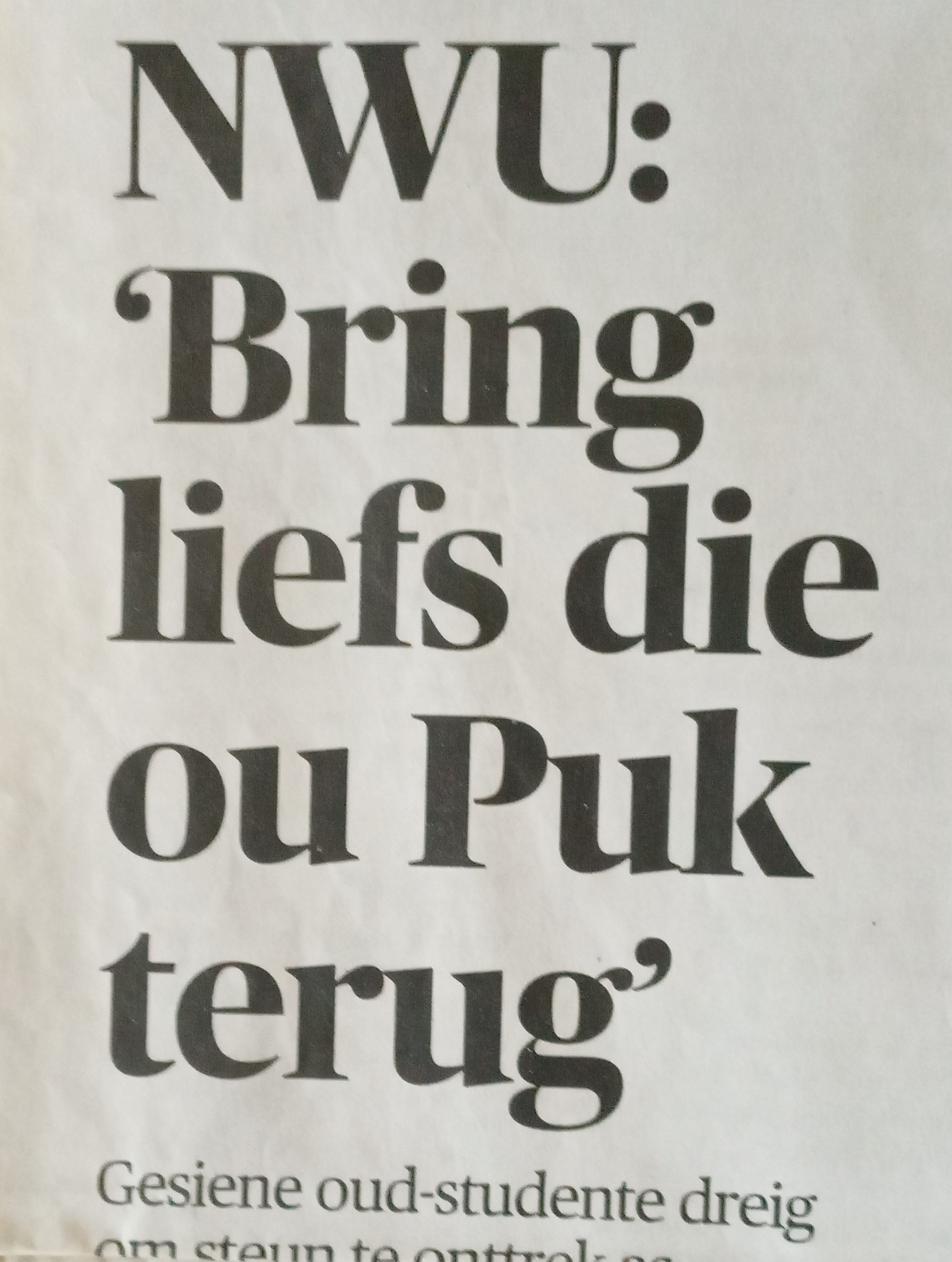 POTCH, PUK EN DIE NWU – Mediamense