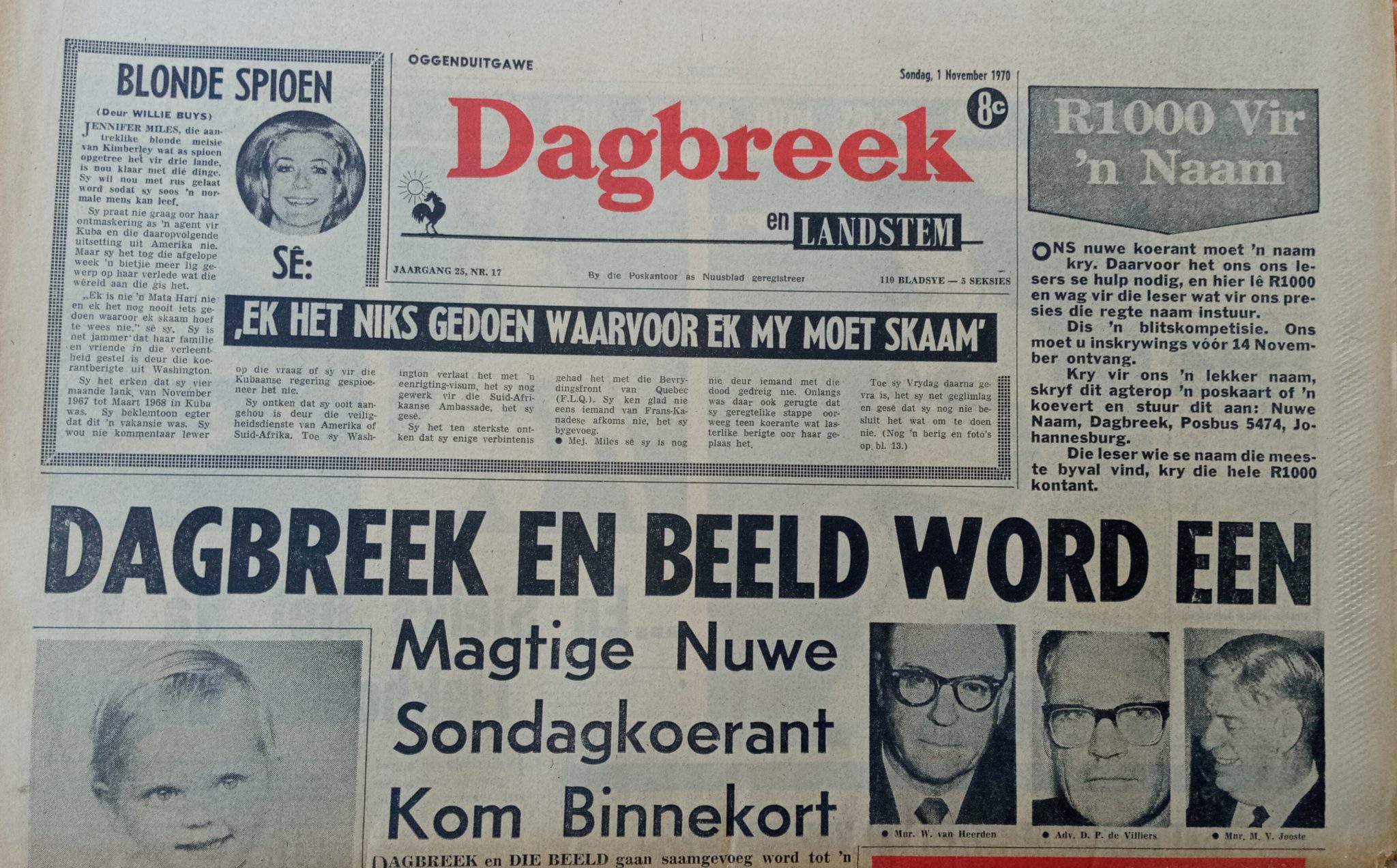 SONDAGKOERANTE: VAN ‘DAGBREEK’ TOT ‘RAPPORT’, ‘DIE WêRELD’, ‘SONDAG ...